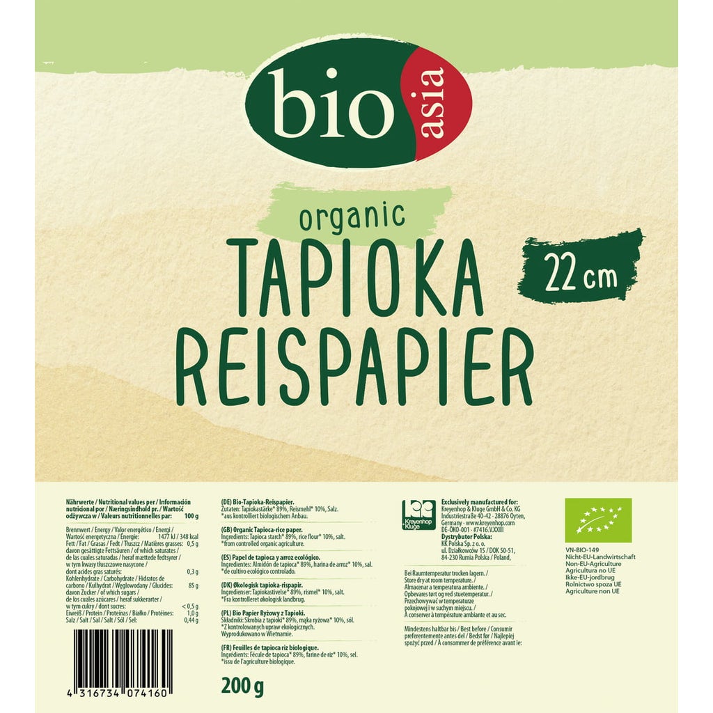 bioasia Organic Tapioca Rice Paper, 200 g - Piccantino Online Shop ...