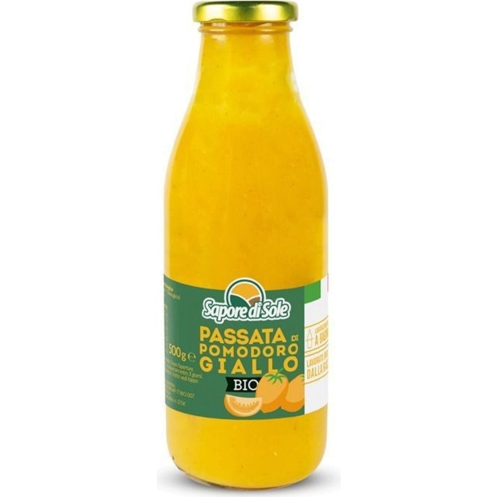 Sapore di Sole Organic Tomato Passata - Yellow Tomatoes, 500 g - Piccantino