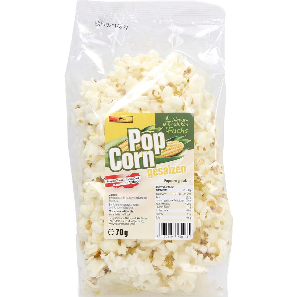 Naturprodukte Fuchs Popcorn met zout, 70 g - Piccantino Onlineshop