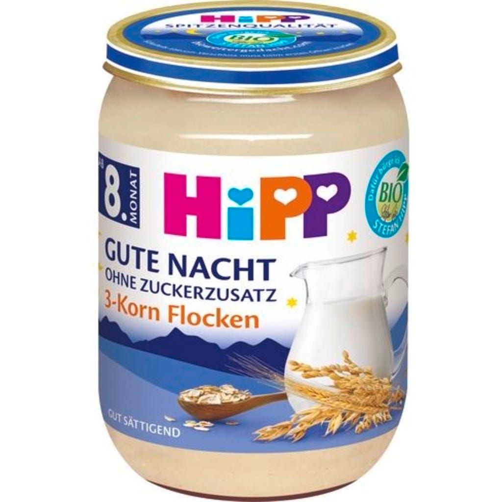 HiPP Petit Pot Bio "Bonne Nuit" - Flocons 3 Céréales, 190 g - Piccantino
