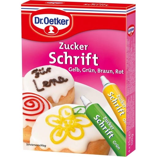 Dr. Oetker Sugar Icing in a Tube for Writing & Decorating, 4 Colours ...