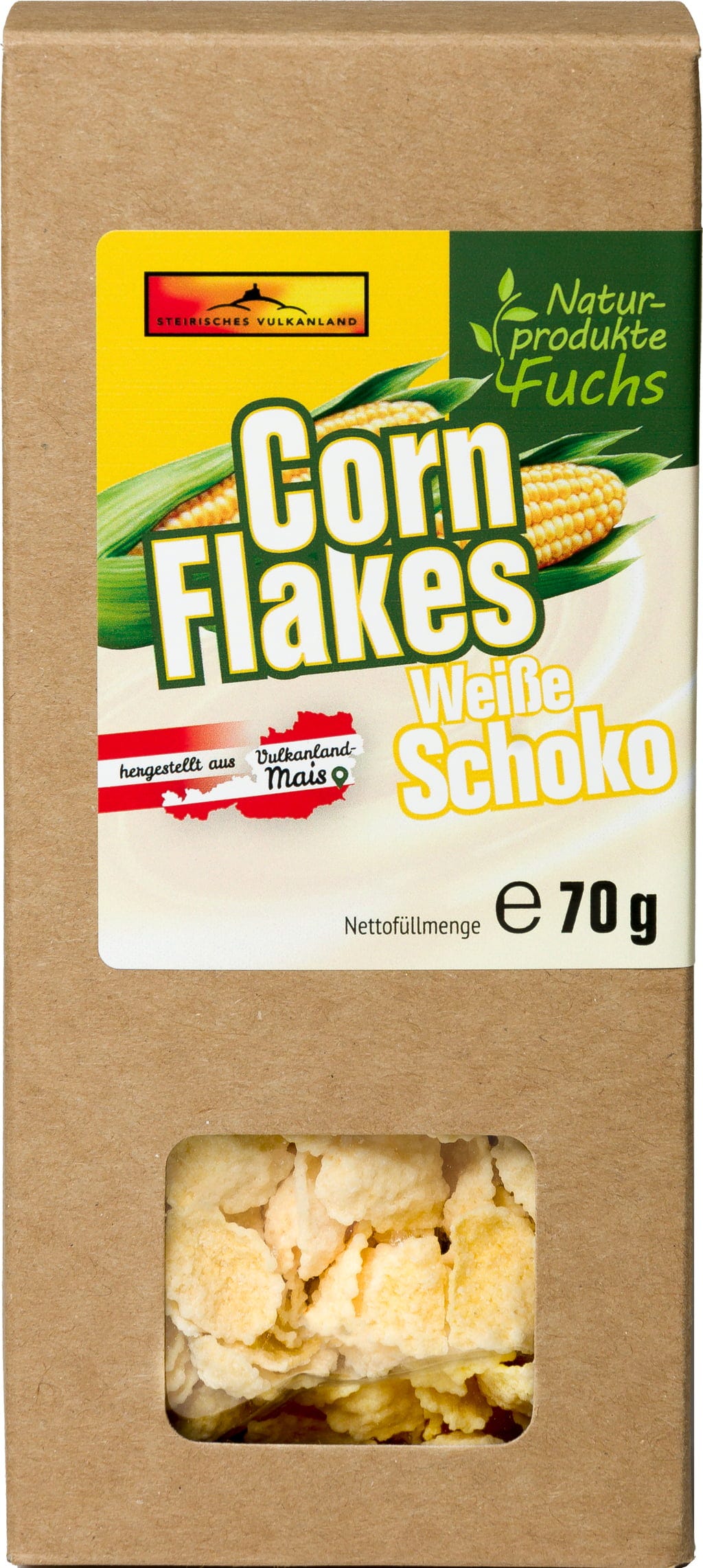 Naturprodukte Fuchs Knabber-Cornflakes Weiße Schoko, 70 g - Piccantino